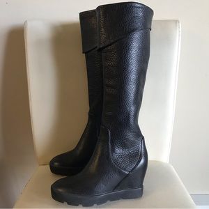 Max Studio | Shoes | Max Studio Zuni Leather Tall Wedge Knee High Boots ...